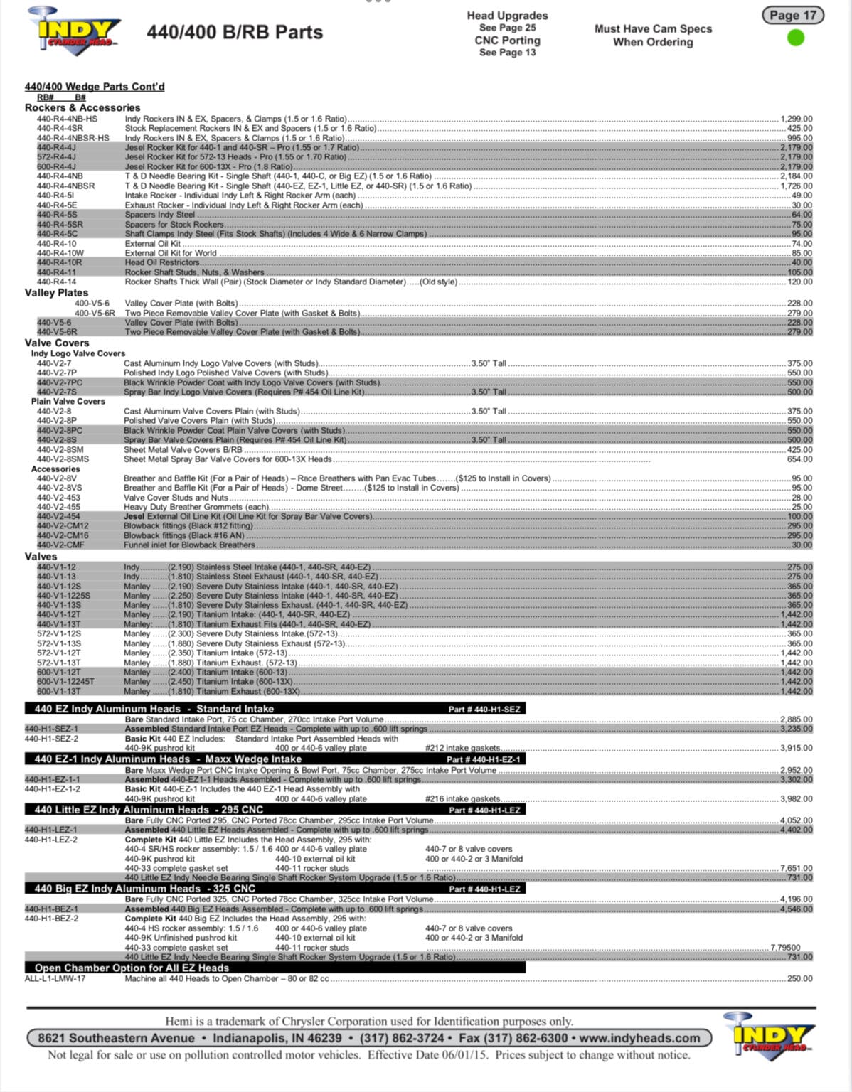 SEZ Assembled Heads - Indy Cylinder Head
